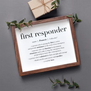 First Responder Definition PRINTABLE, Custom First Responder Gift ...