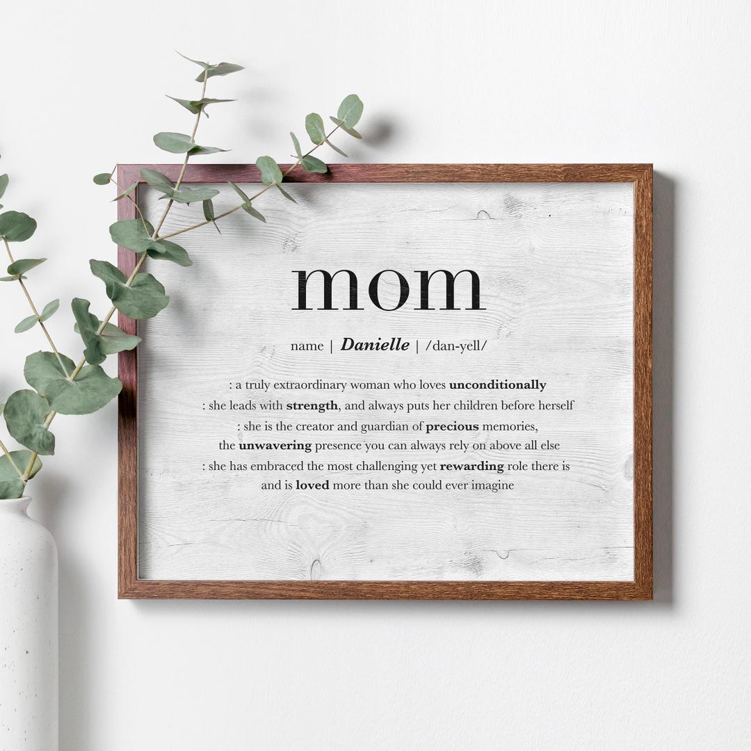 FRAMED Mom Definition Sign, Custom Mom Quote Wall Art, Mother’s Day ...