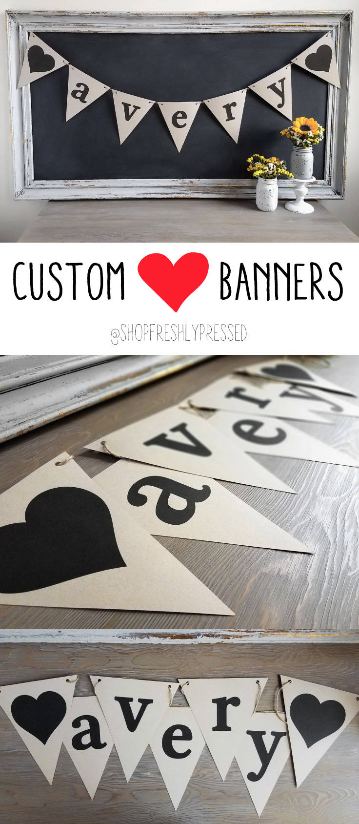 Custom Name Banner/ Kraft or White Cardstock/ Single Banner/ - Etsy