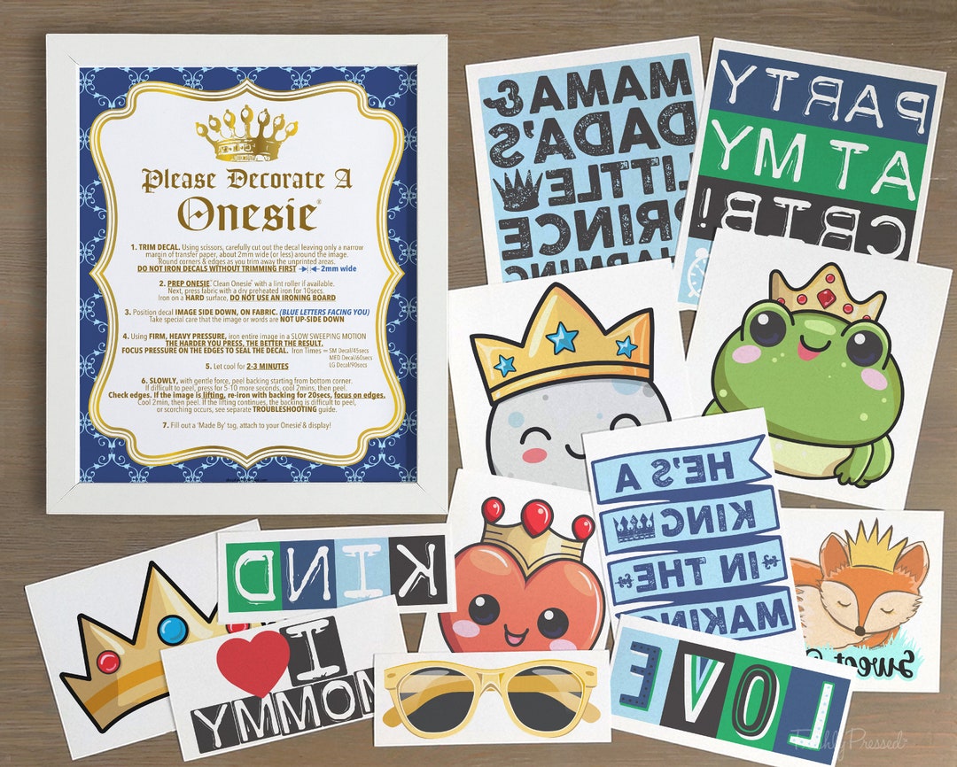 Prince Onesie® Decorating Decals - Decorative Instruction Sign - Iron ...