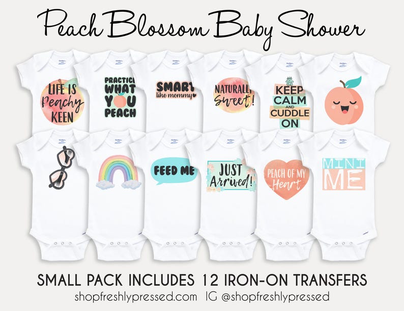 Peach Blossom Iron-on Decals – Onesie® Decorating Baby Shower (1GPM1-1A ...