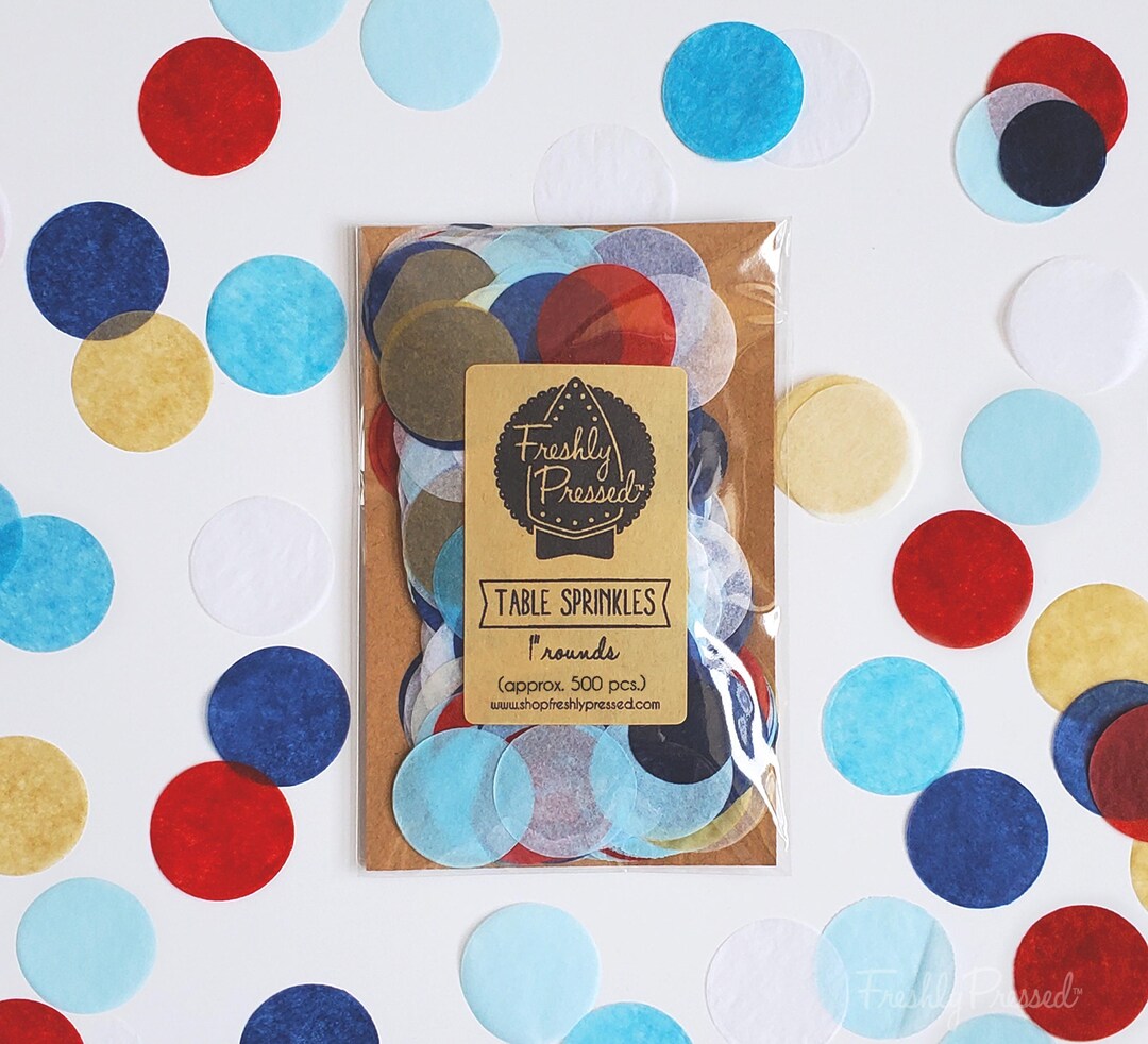 Confetti Table Sprinkles! Red & Navy 1” Tissue Rounds. Table ...