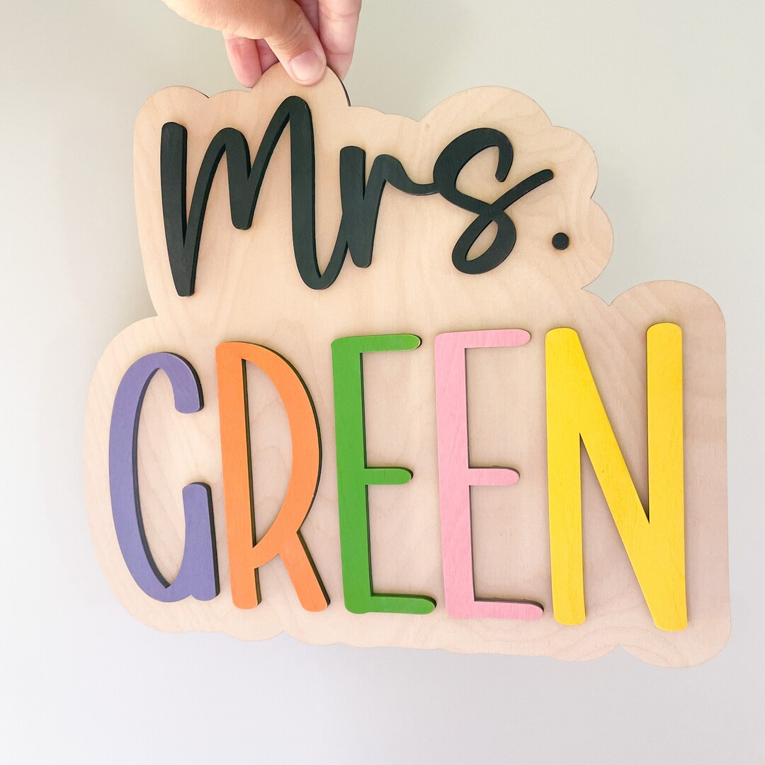 Teacher Name Sign, 3D Teacher Sign, Teacher Last Name Plaque, Teacher ...