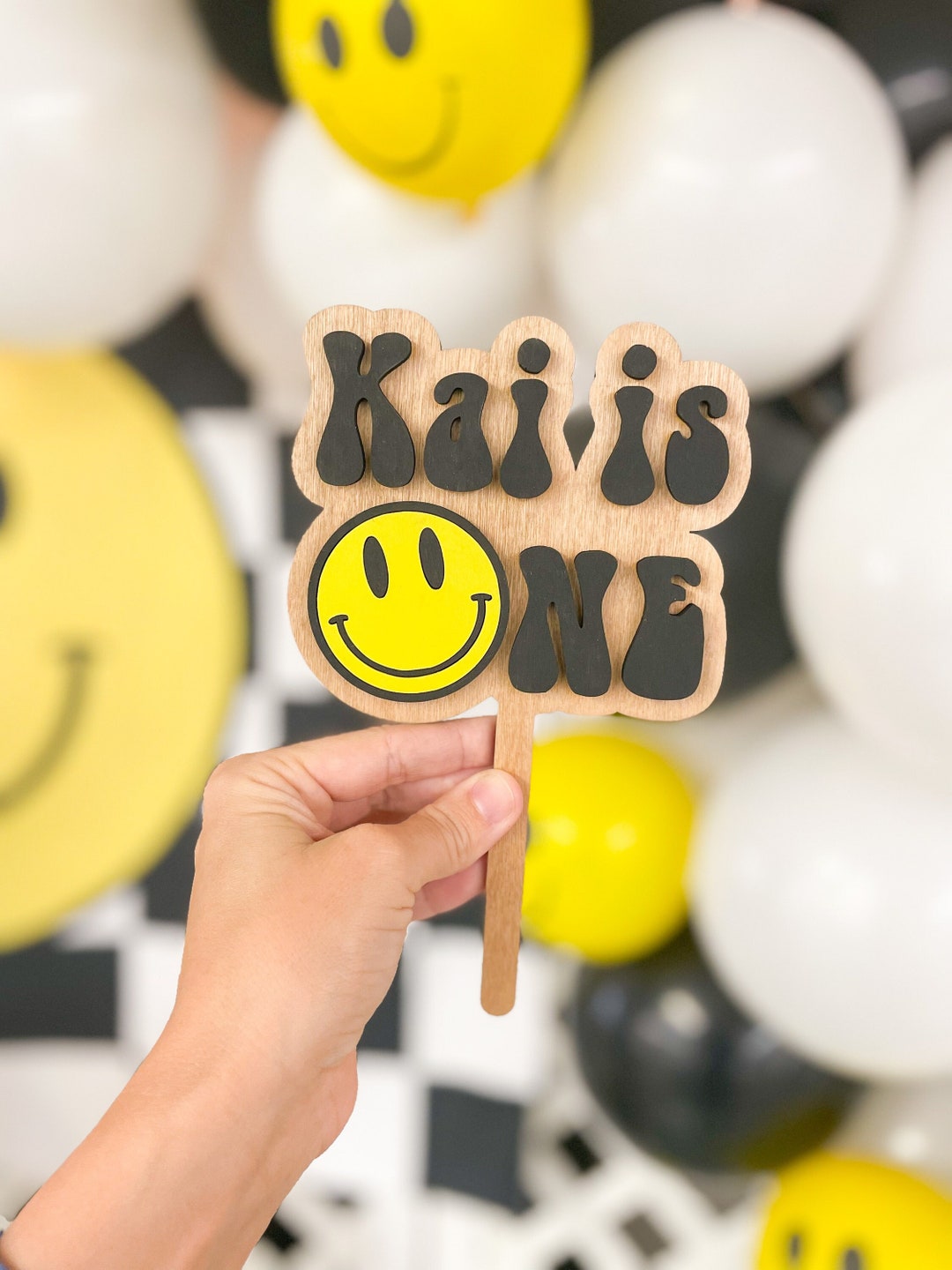 One Happy Dude Cake Topper, Smiley Face Birthday Theme, Boys First ...