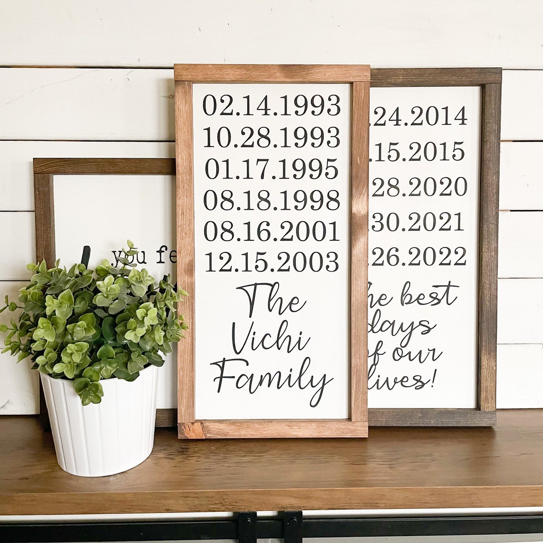 Engraved Family Dates Wood Sign, Personalized Wedding Gift (8"x16") - Etsy