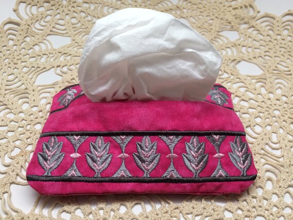 Hot Pink Embroidered Pocket Tissue Holder - Etsy