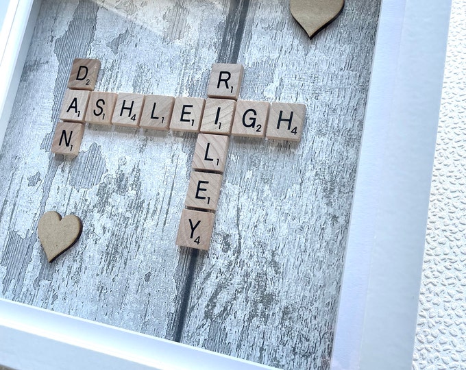 Scrabble Box Frames Personalised Gifts Family Tree Anniversaries - Etsy
