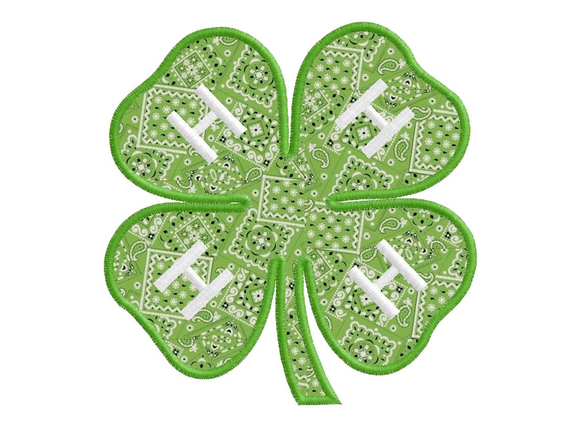 4-H Clover Applique Digital Embroidery Design Machine Embroidery ...