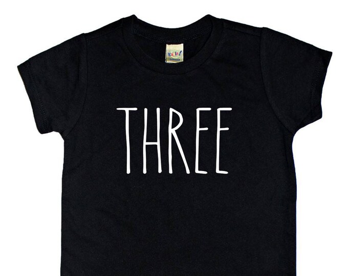 Third Birthday Shirt Three Birthday Shirt Skinny Letter Shirt Baby Birthday Shirt Three Number ...