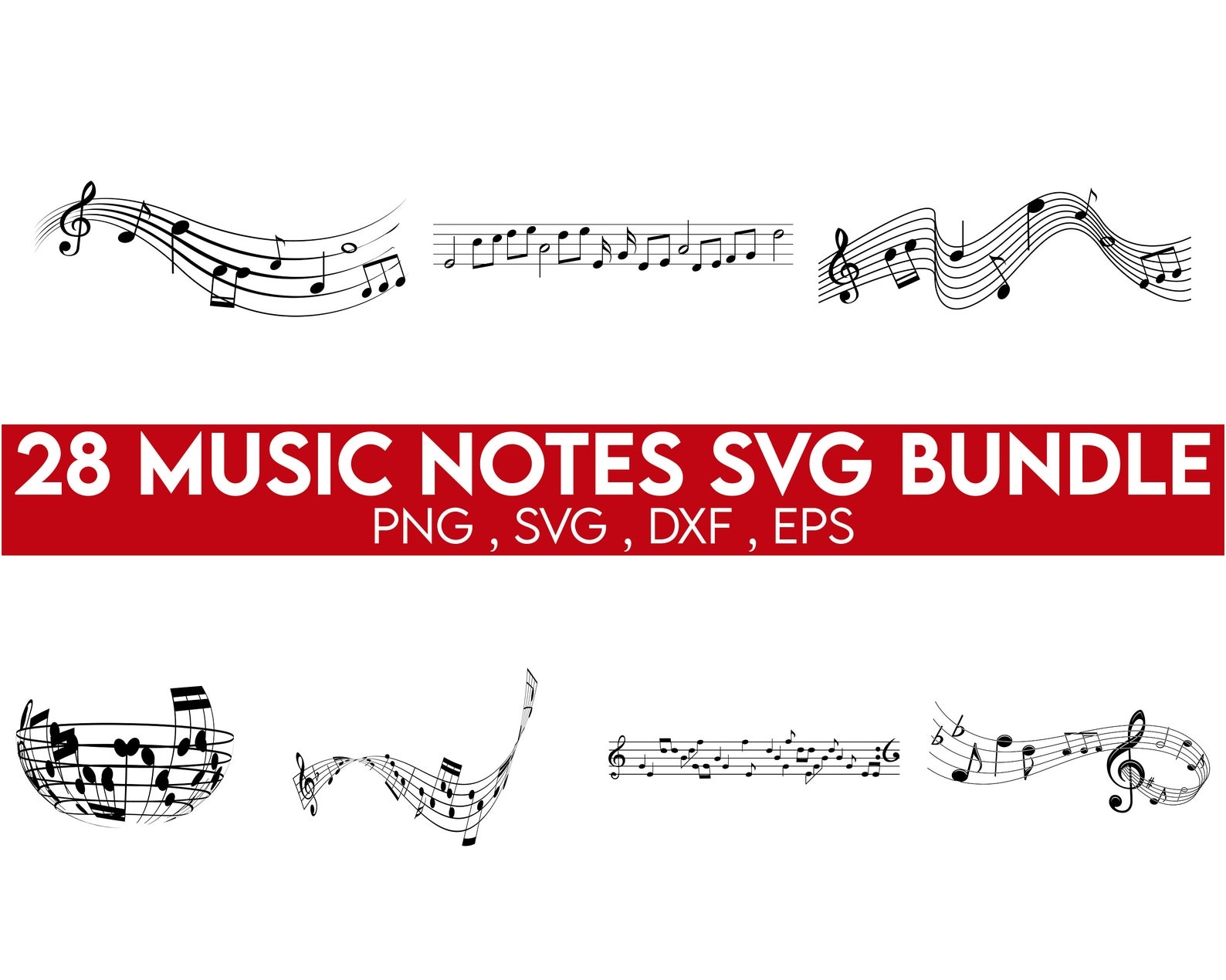 Music Notes SVG, Music Notes Bundle, Music Notes Clipart , Music Notes ...