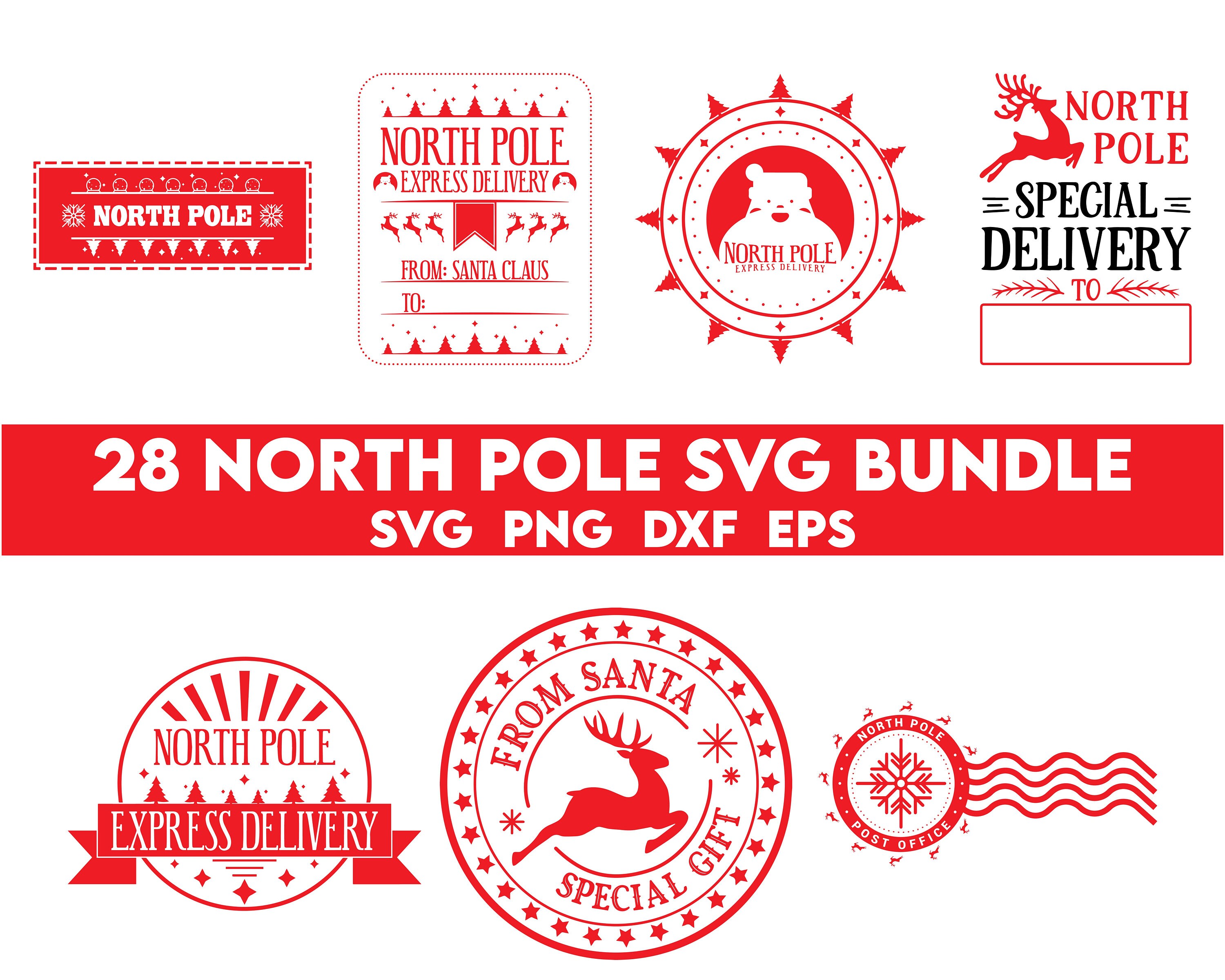 North Pole Svg Bundle Santa Stamp SVG Christmas Stamps SVG - Etsy Singapore