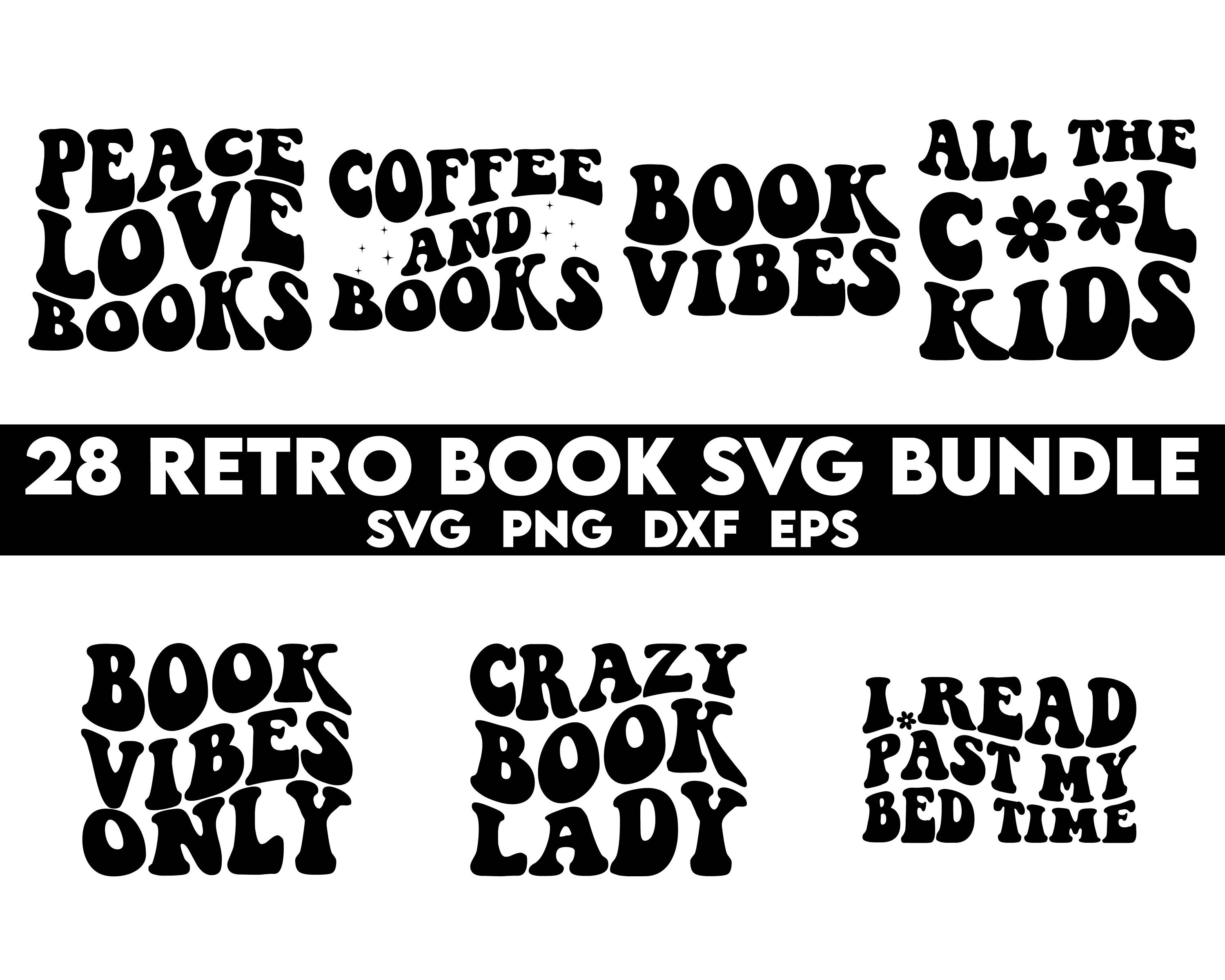 Retro Book Lover SVG Bundle Reading SVG Bundle Books SVG - Etsy