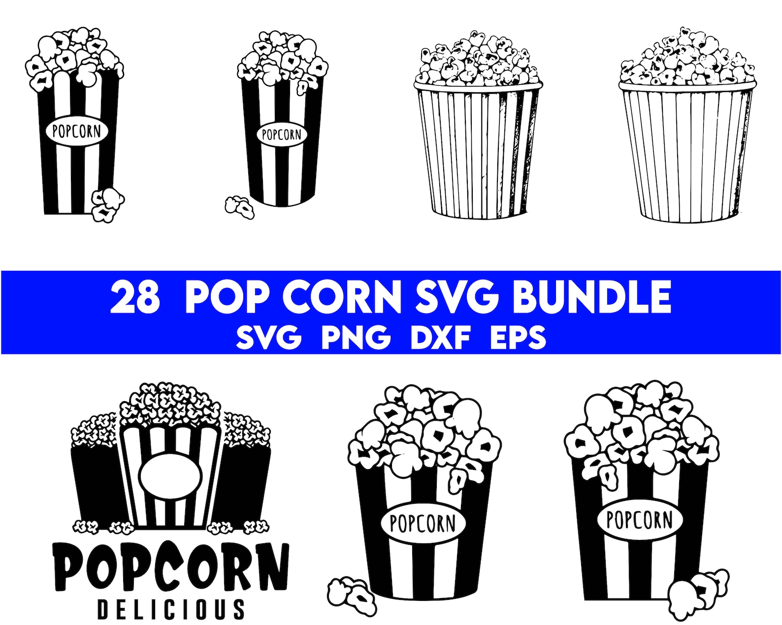 Popcorn SVG Bundle, Popcorn Bucket Svg, Popcorn Box Svg, Popcorn Cut ...