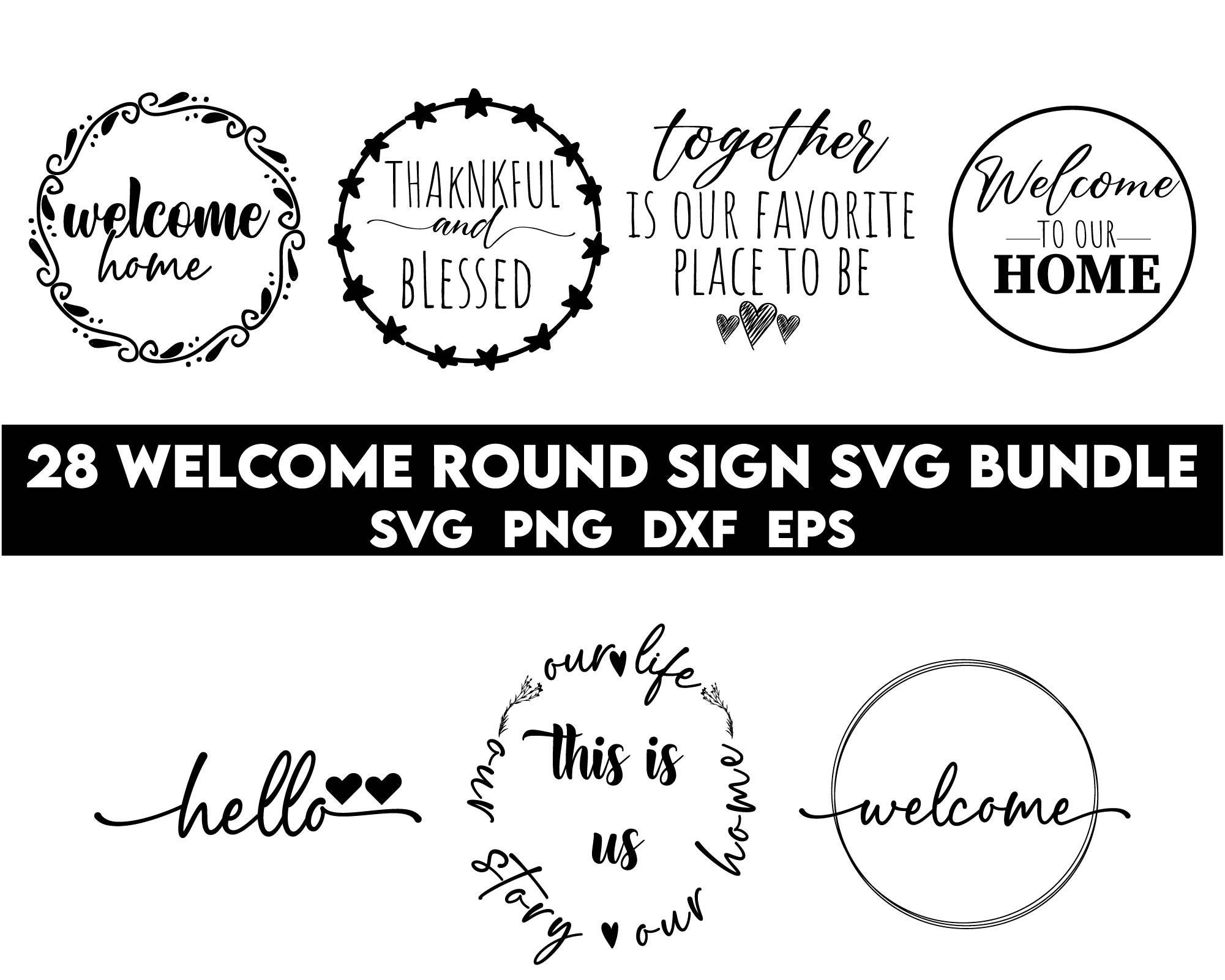 Round Sign Svg Bundle, Circle Sign Svg, Porch Sign Svg, Welcome Sign ...