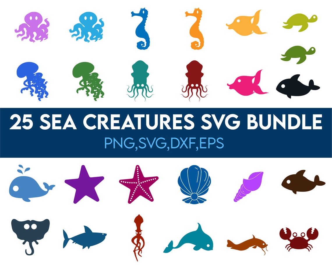Sea Creatures Svg Bundle, Under the Sea SVG, Sea Animals SVG, Ocean Svg ...