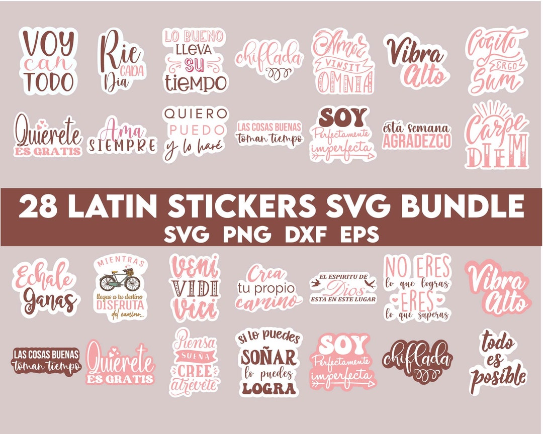 Latina Positive Stickers Svg Bundle, Latina Stickers Svg, Spanish ...