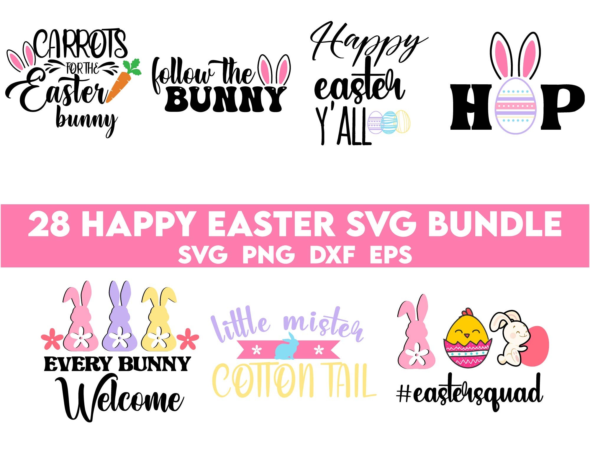 Easter SVG Bundle, Happy Easter Svg, Easter Bunny Svg, Spring Svg ...