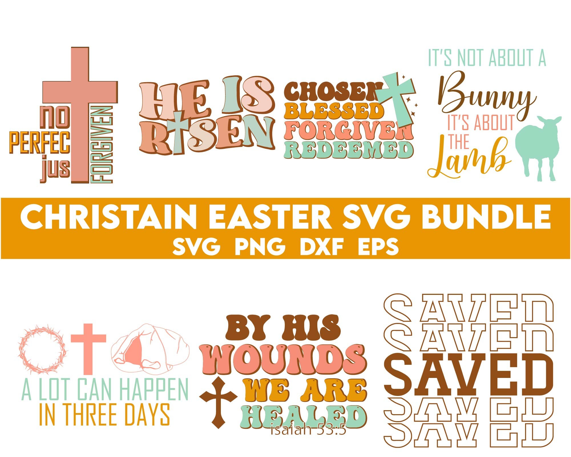 Christian Easter Svg Bundle, Retro Svg, He Risen Svg, Bible Verse Svg ...