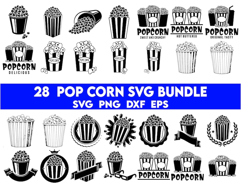 Popcorn SVG Bundle, Popcorn Bucket Svg, Popcorn Box Svg, Popcorn Cut ...
