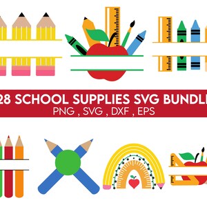 School Supplies SVG Bundle, School Supplies Png, Pencils, Crayons, Cute ...