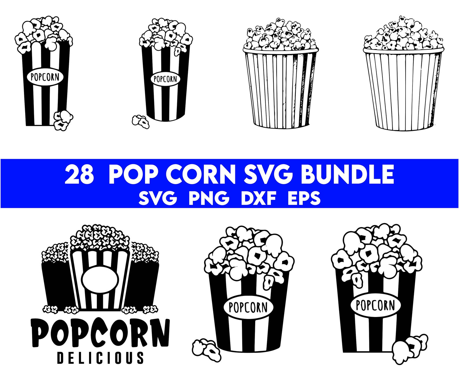 Popcorn SVG Bundle, Popcorn Bucket Svg, Popcorn Box Svg, Popcorn Cut ...
