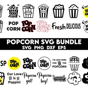 Popcorn Svg Bundle, Popcorn Box Svg, Popcorn Clipart, Popcorn ...