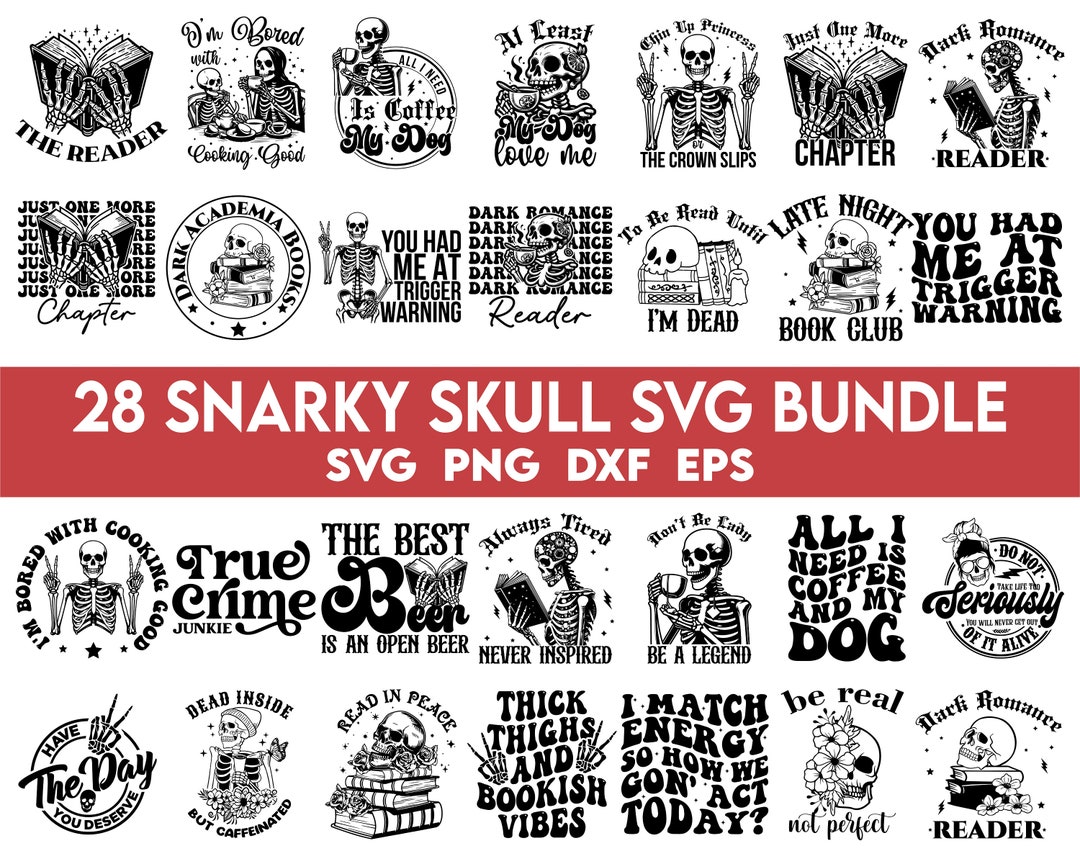 Snarky Skulls SVG Bundle, Funny Skeleton Svg, Adult Humor Svg Png ...