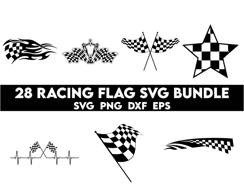 Racing Flag SVG Bundle, Racing Stripes Svg, Racing Clipart, Race Car ...
