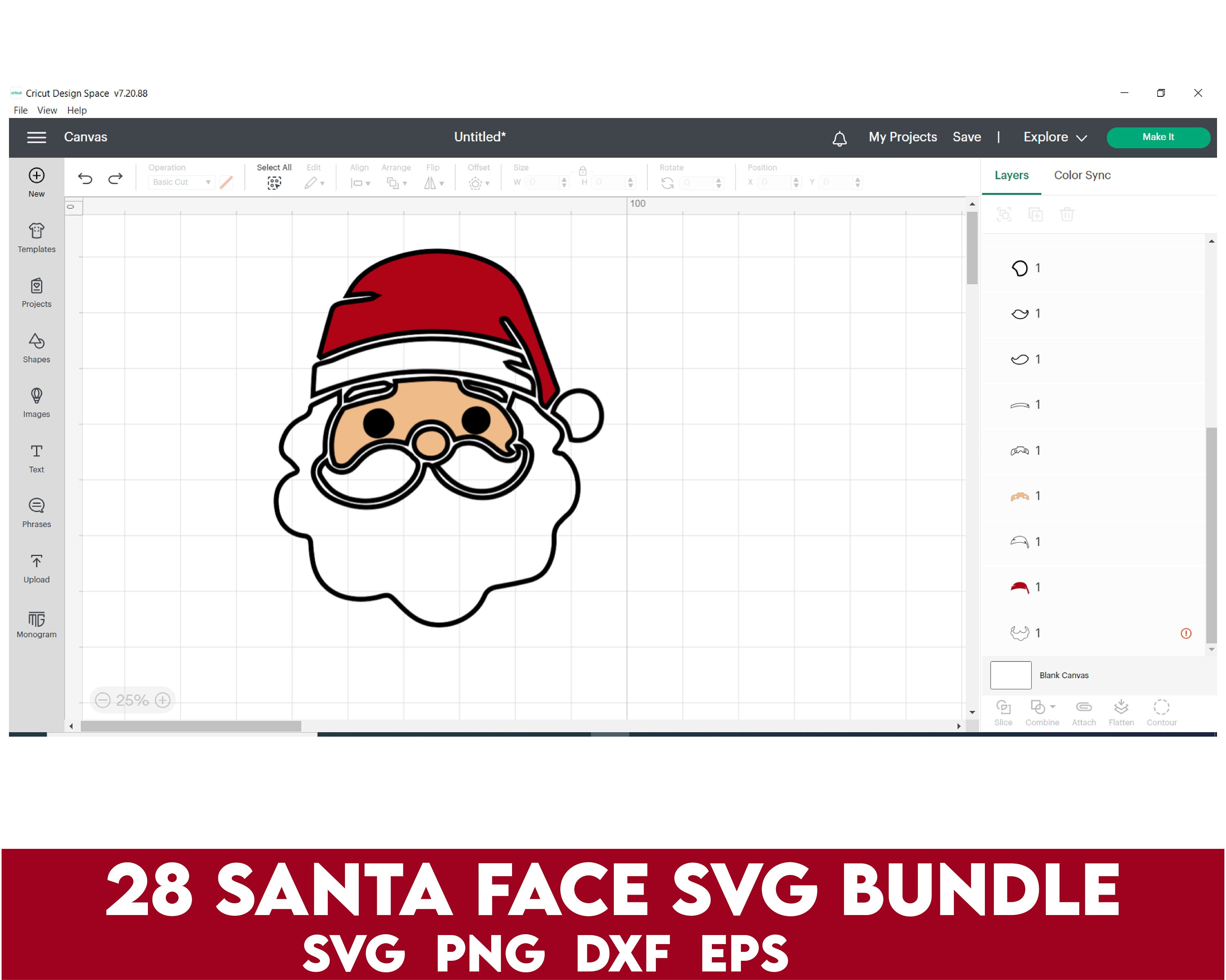 Santa Face SVG Bundle, Santa SVG, Christmas SVG, Santa Claus Svg, Santa ...