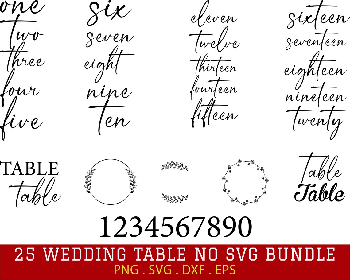 Wedding Table Number Svg Bundle, Wedding Bundle, Wedding Sign Bundle ...