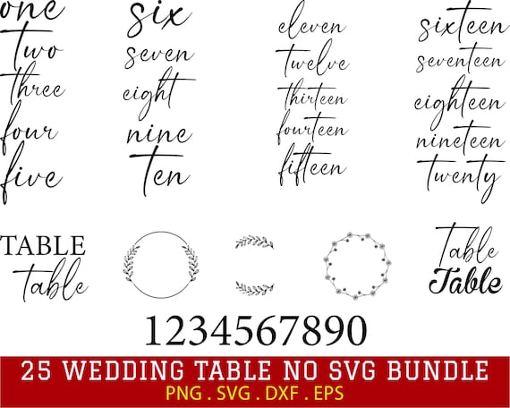 Wedding Table Number Svg Bundle Wedding Bundle Wedding Sign - Etsy
