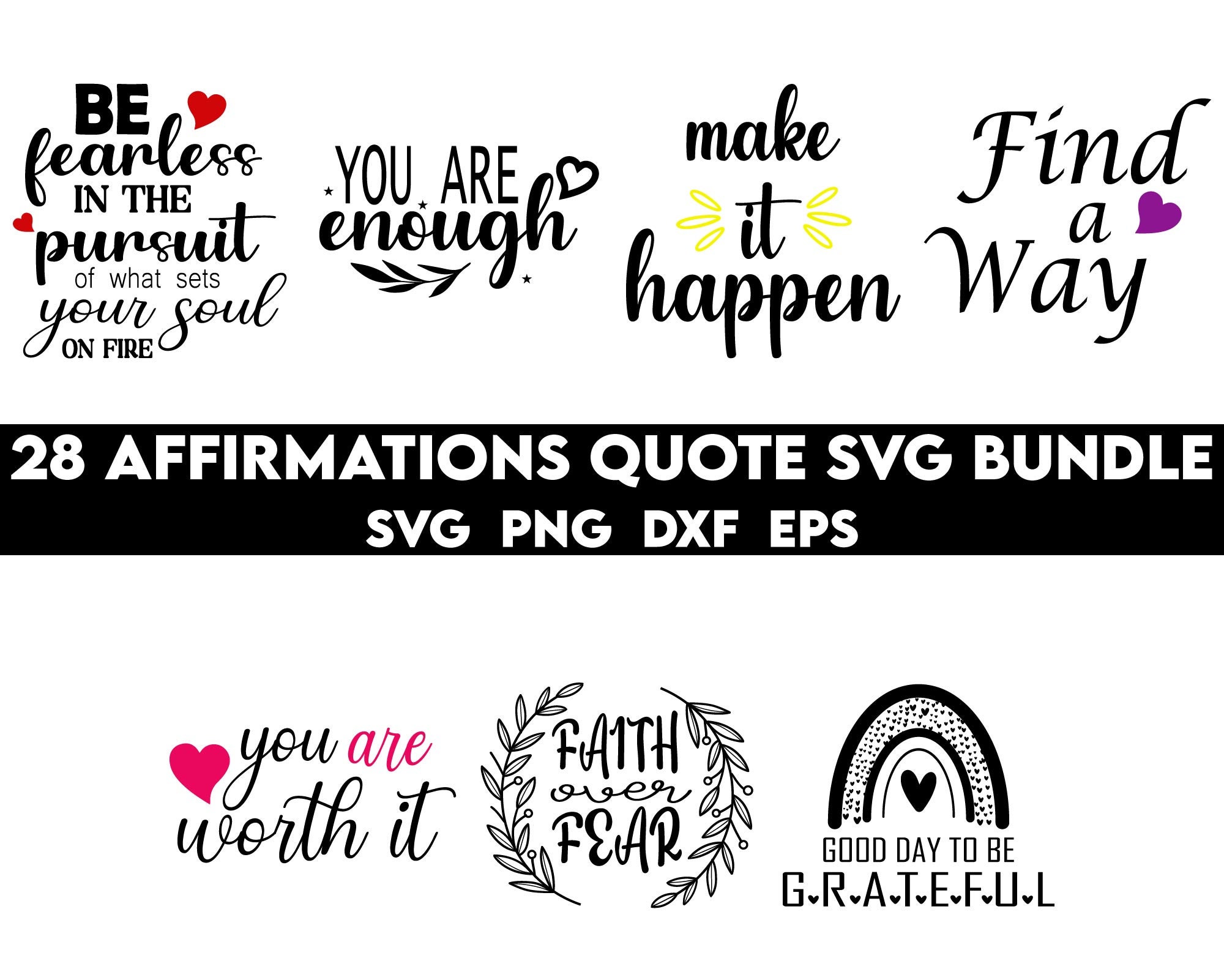 Affirmations Quotes Svg Bundle Inspirational Svg - Etsy