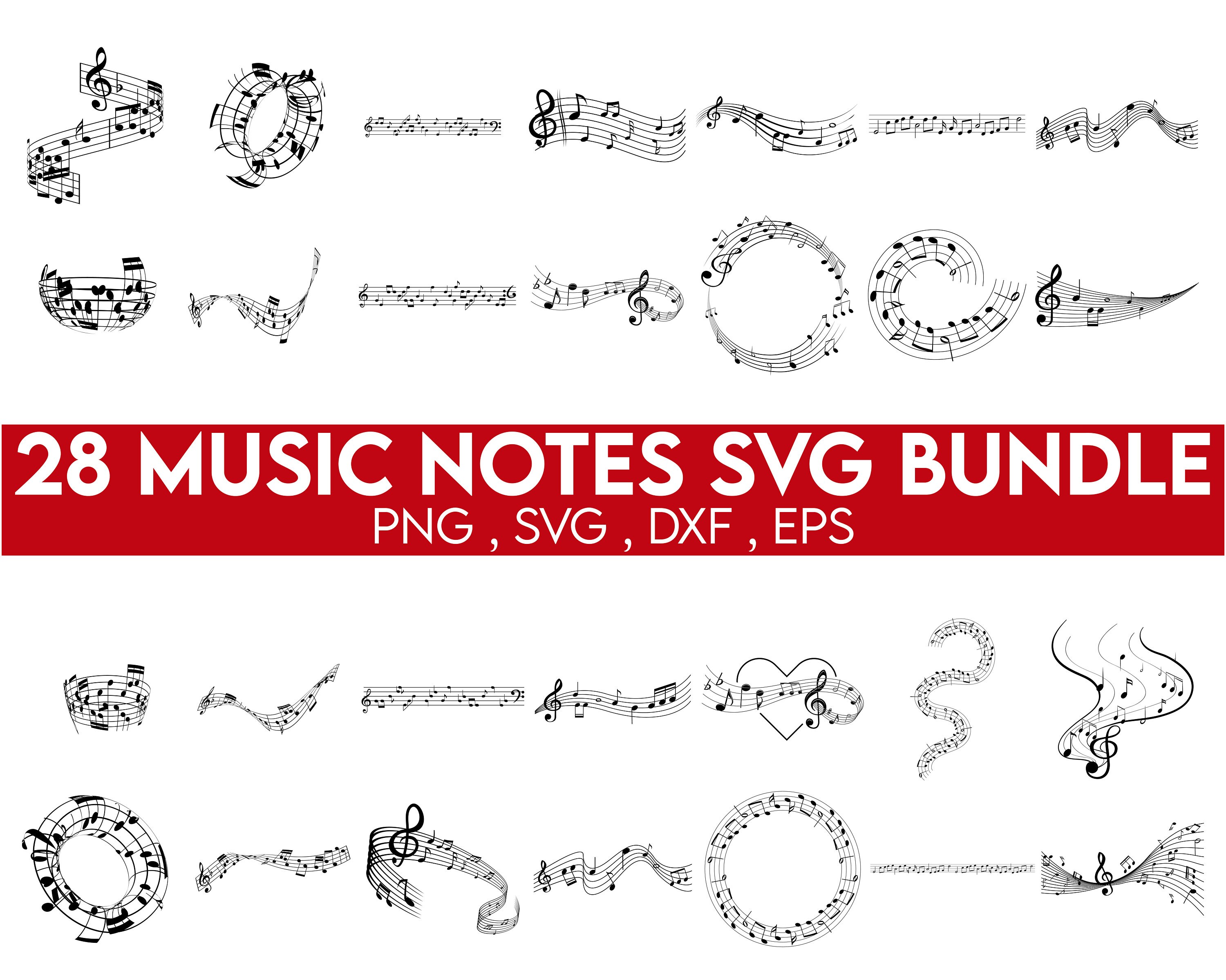 Music Notes SVG, Music Notes Bundle, Music Notes Clipart , Music Notes ...