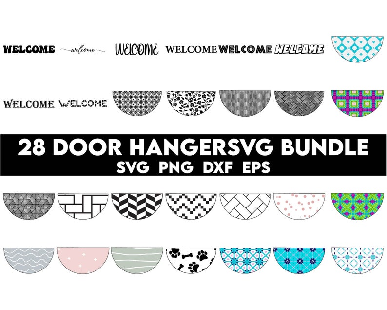 Door Hanger SVG Bundle, Round Welcome Signs, Round Sign Patterns ...