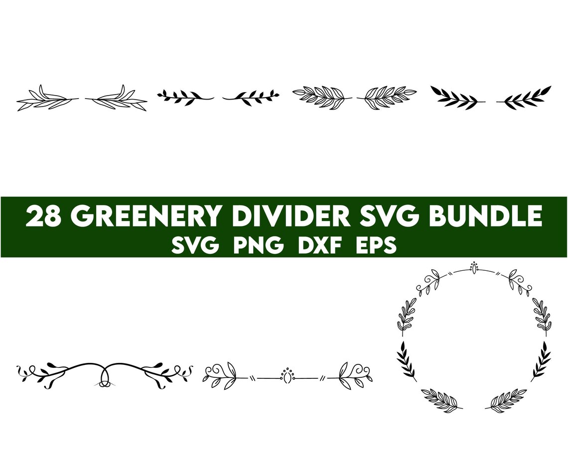 Greenery Text Divider Svg Bundle, Leaf Border Svg, Hand Drawn Svg ...