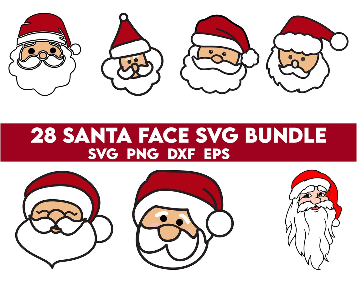 Santa Face SVG Bundle, Santa SVG, Christmas SVG, Santa Claus Svg, Santa ...