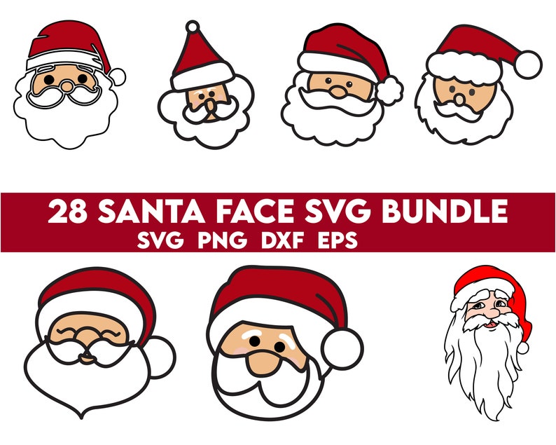 Santa Face SVG Bundle, Santa SVG, Christmas SVG, Santa Claus Svg, Santa ...