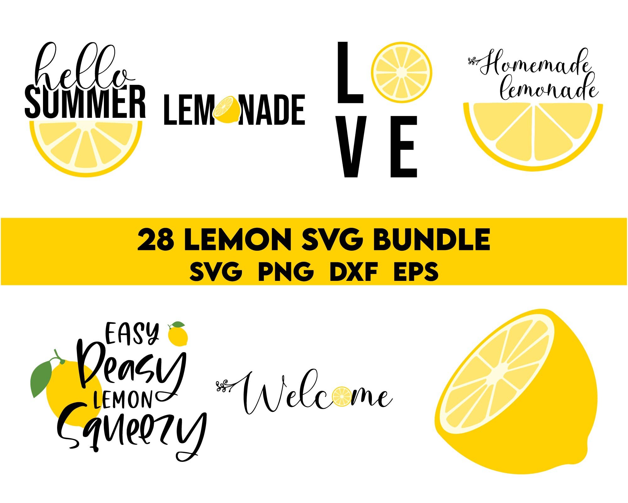 Lemon Svg Bundle, Summer Svg, Summer Svg Bundle, Lemonade Svg, Hello ...