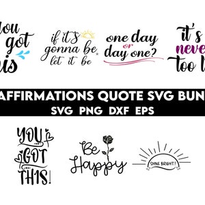 Affirmations Quotes Svg Bundle, Inspirational Svg, Motivational Svg ...