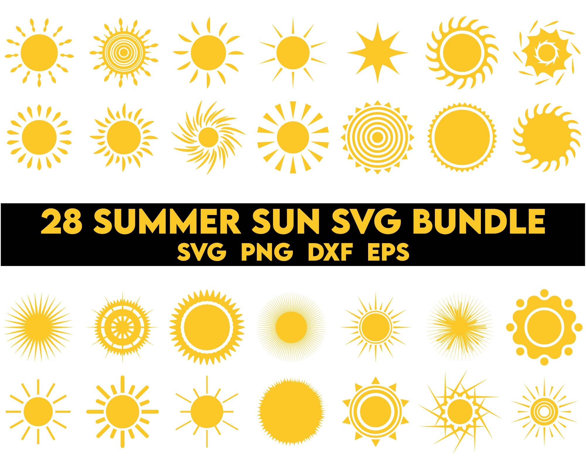 Sun Svg Bundle Summer Sun Svg Sun Clipart Sun Icon Set Svg Etsy