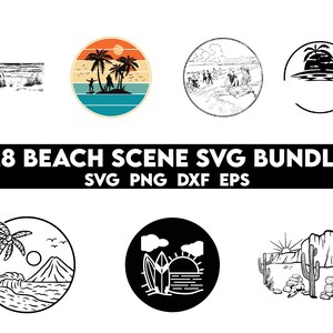 Beach Scene Svg Bundle, Beach Life Svg, Island Palm Tree Svg, Tropical ...