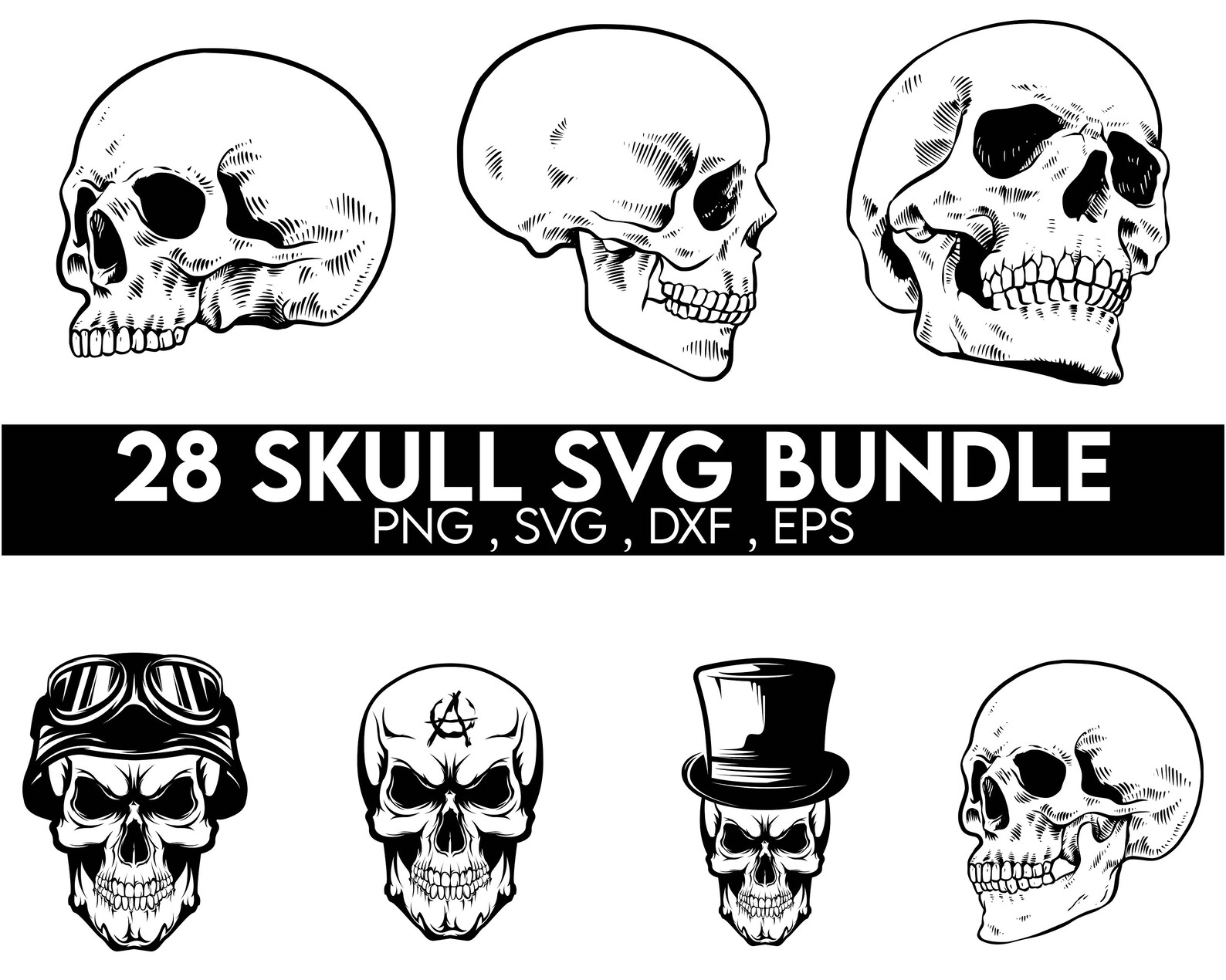 Skull SVG, Skull SVG Bundle, Skull Png, Skull Clipart, Skull Svg Files ...