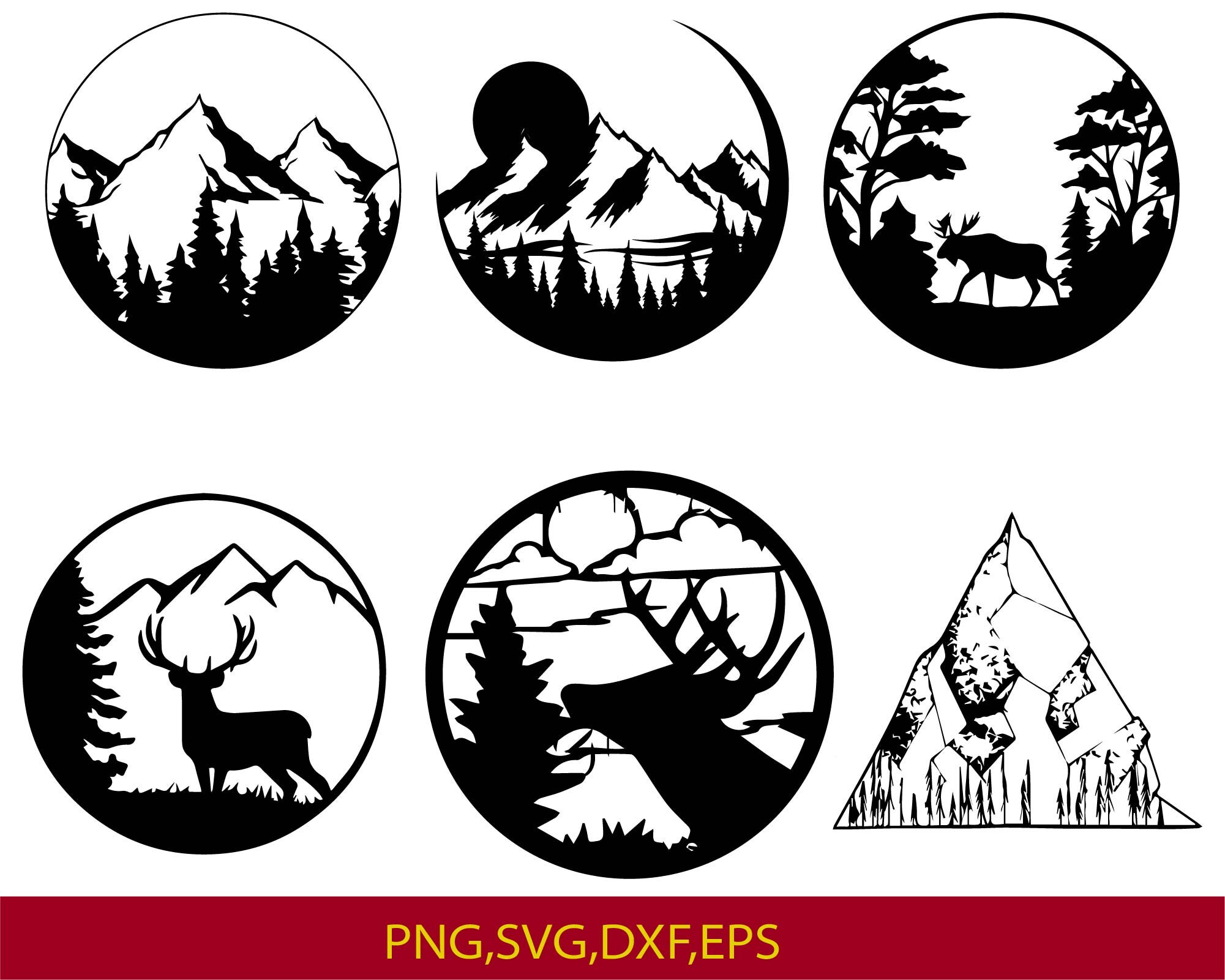 Geometric Mountain Svg Bundle, Mountains Svg, Mountain Scene Svg ...