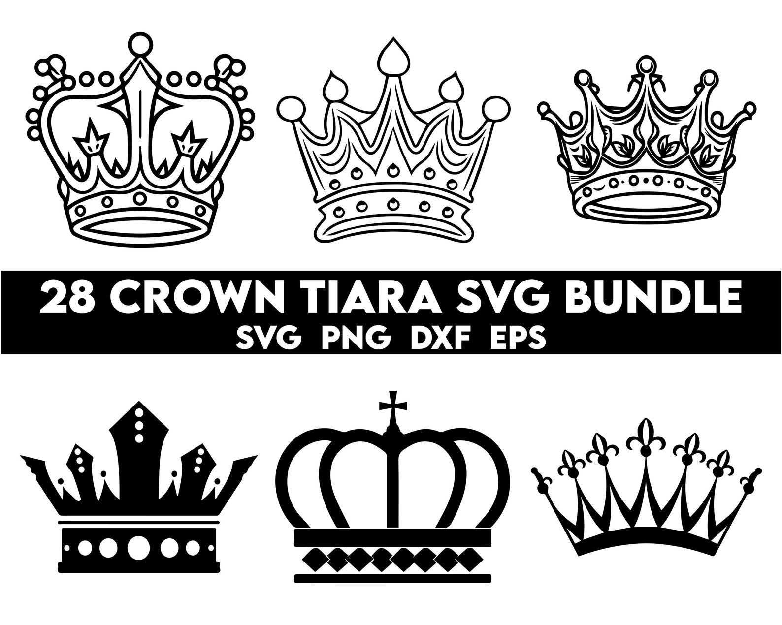 Crown Tiara SVG Bundle, Crown Silhouette, Princess SVG Bundle, Crown ...