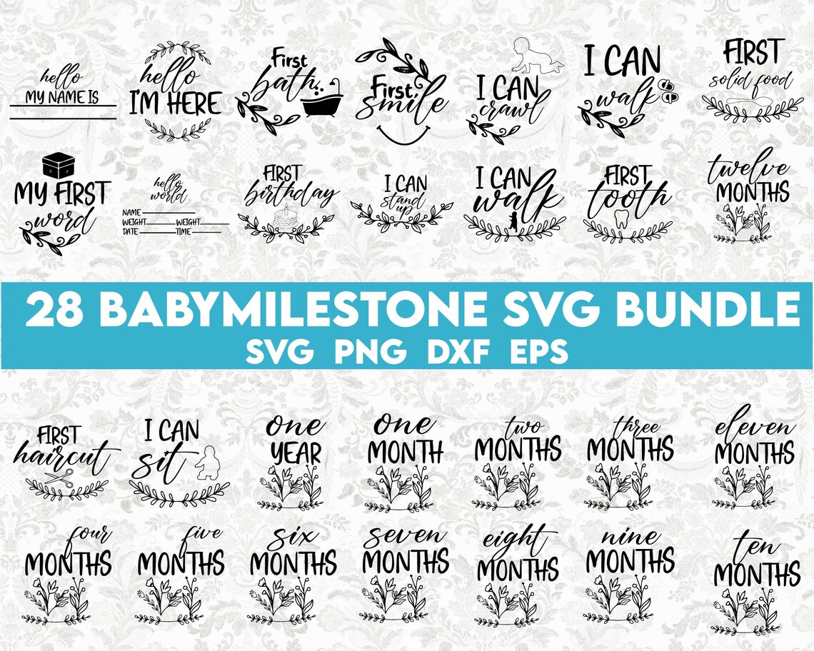 Baby Milestone Svg Bundle, Baby Milestone Svg, Hello World Svg, Baby ...