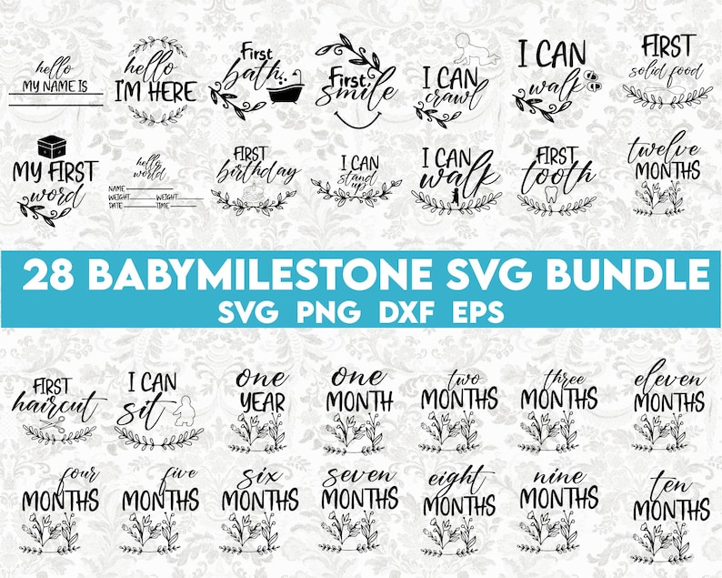 Baby Milestone Svg Bundle, Baby Milestone Svg, Hello World Svg, Baby ...