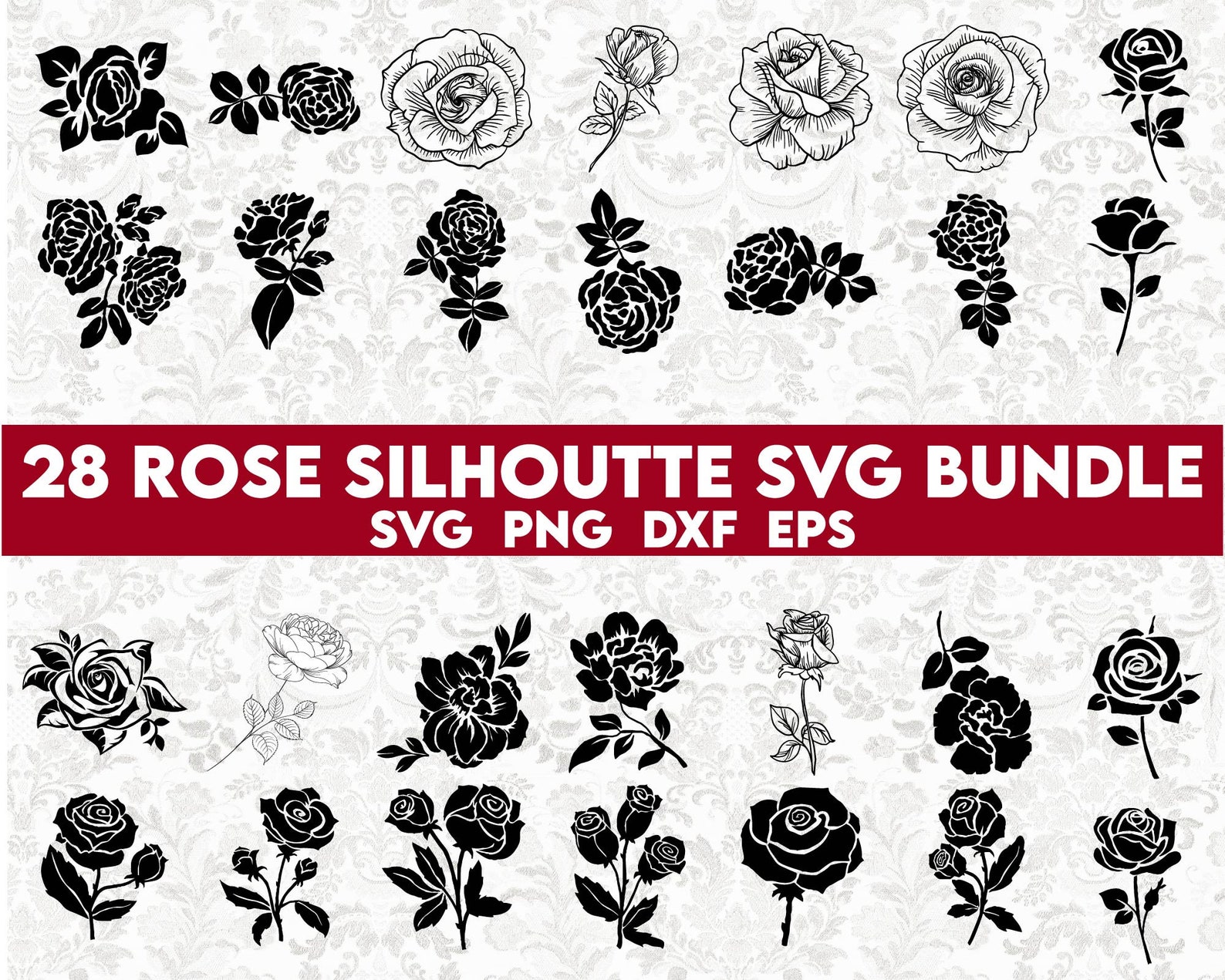 Rose SVG Bundle, Roses Svg Bundle, Rose Clipart Svg, Rose Svg, Flowers ...