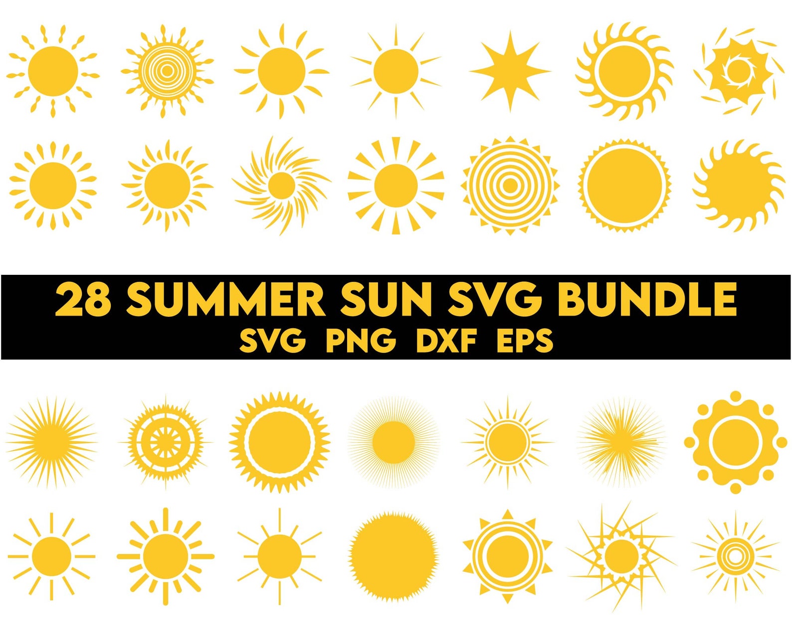 Sun SVG Bundle, Summer Sun SVG, Sun Clipart, Sun Icon Set Svg, Here ...