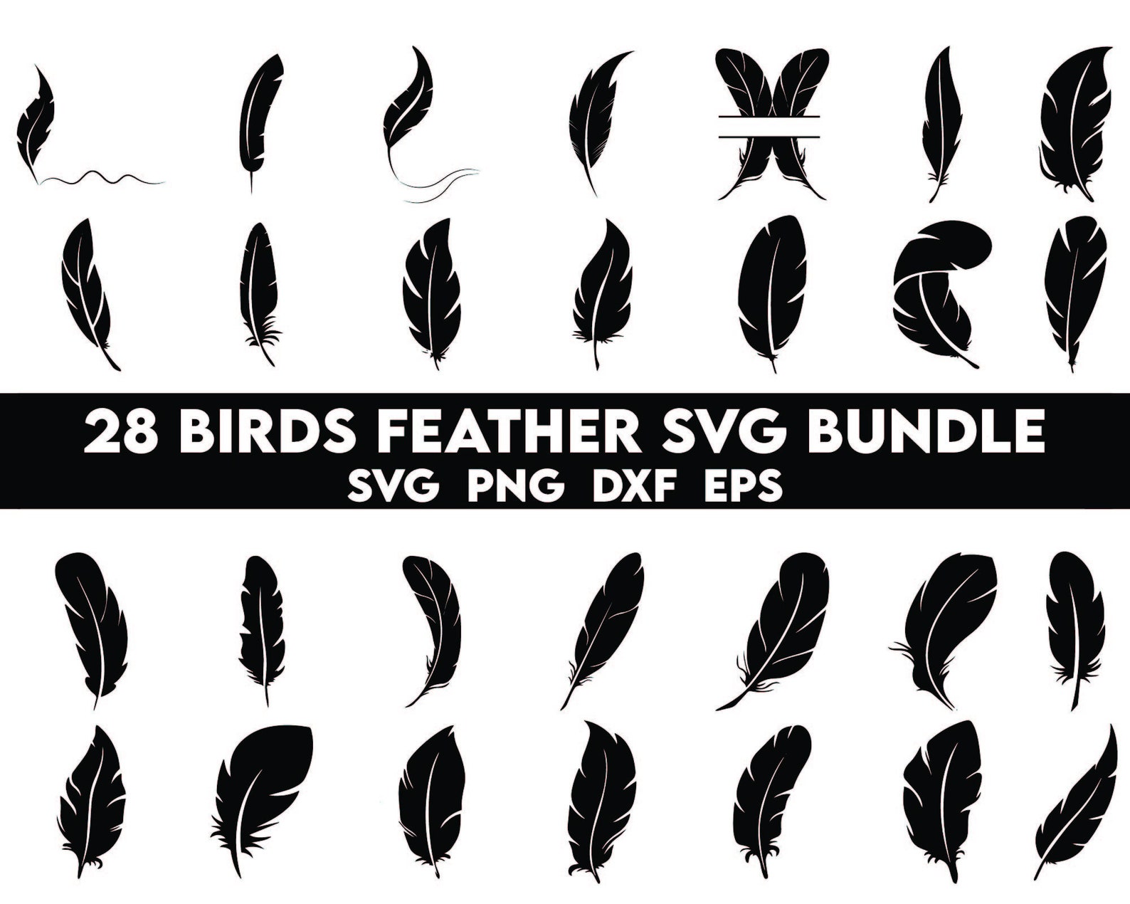 Feather SVG Bundle, Feather SVG, Feather Clipart, Feather Silhouette ...