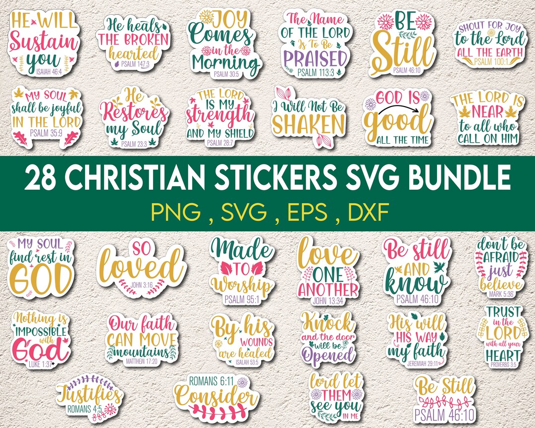Christian Stickers Svg Bundle, Christian Quotes SVG, Christian Bible ...